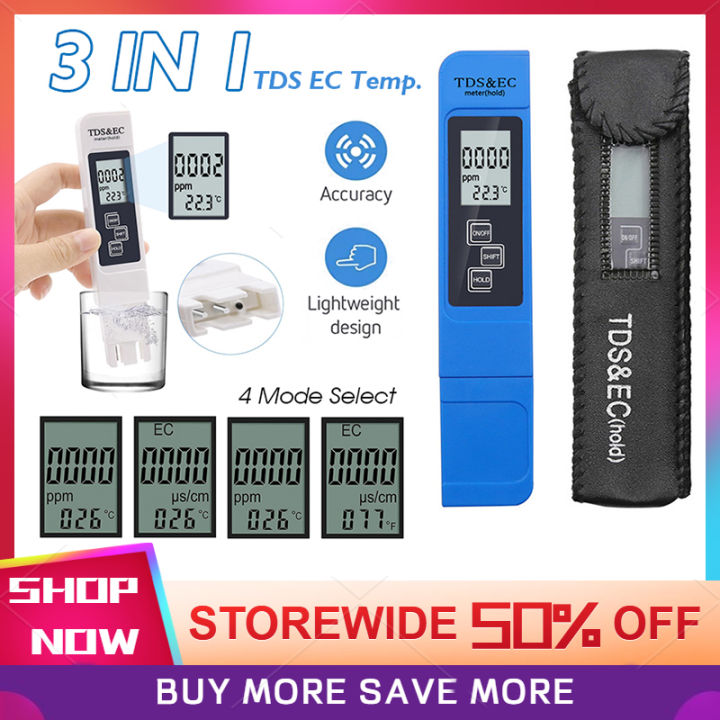 3 IN 1 PH Meter + Digital LCD Water Purity TDS EC Meter Temperature ...