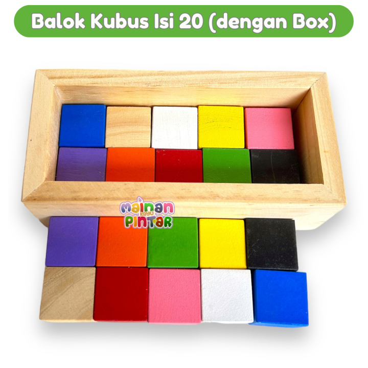 Balok Kubus Warna Isi 20 Pc dengan box Mainan Edukasi Anak | Lazada ...