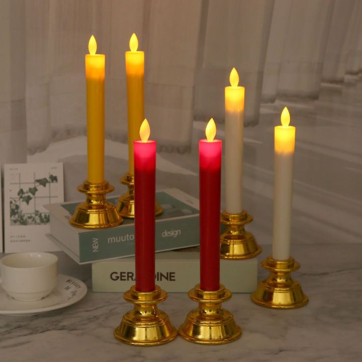 2Pieces LED Pillar Flameless Candles With Stand | Lazada PH