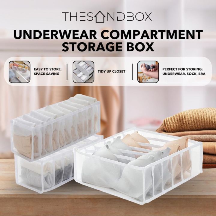 Underwear Compartment Storage Box [ Organizer Wardrobe Socks Bra ...