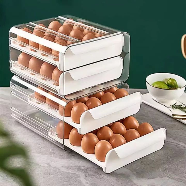TC 2 Layer Grids Egg Storage Box Household Kitchen Organizer for ...