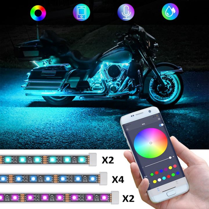 Motorcycle LED Underglow Kit RGB Strips Light Waterproof for | Lazada PH