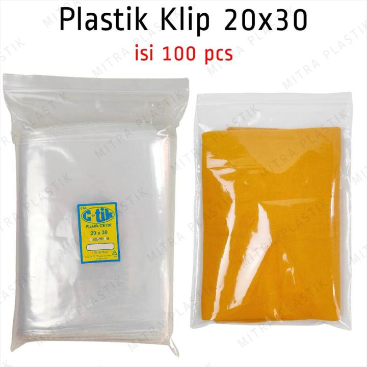 Plastik Klip 20x30 (isi 100pcs) Bening / Plastik Packing Baju Kaos Seal ...