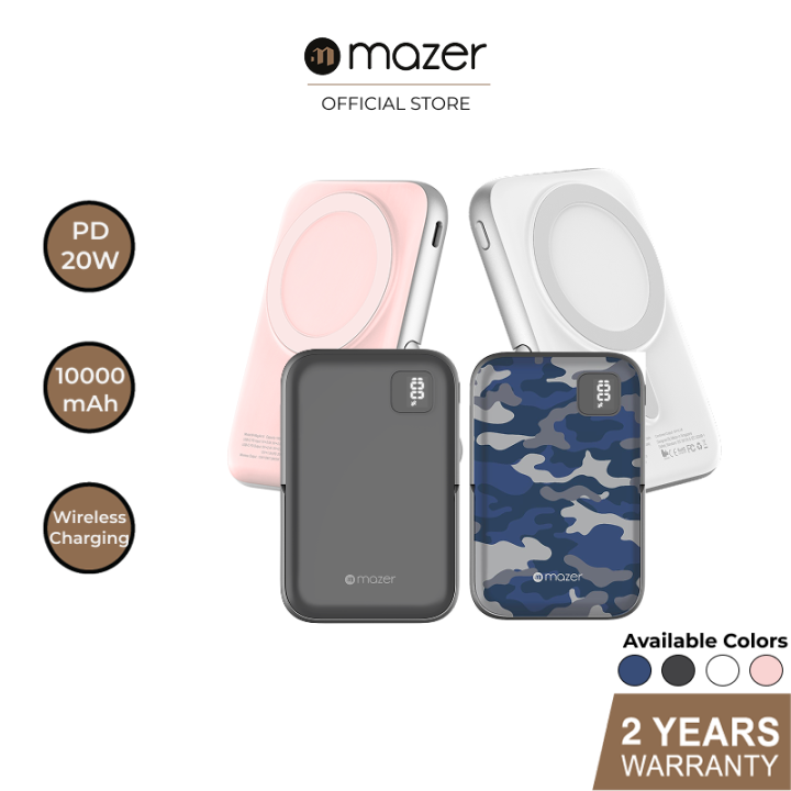 Mazer Powerbank Magnetic Wireless Power Bank 10000mAh Qi Wireless Fast ...