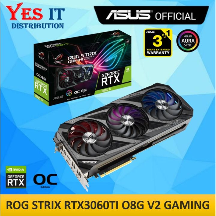 ASUS LHR ROG STRIX RTX 3060 TI GAMING OC 8GB GDDR6 V2 GRAPHIC CARD (ROG ...
