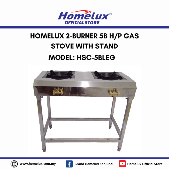 HOMELUX 2-BURNER 5B HIGH PRESSURE GAS STOVE WITH STAND HSC-5BLEG | Lazada