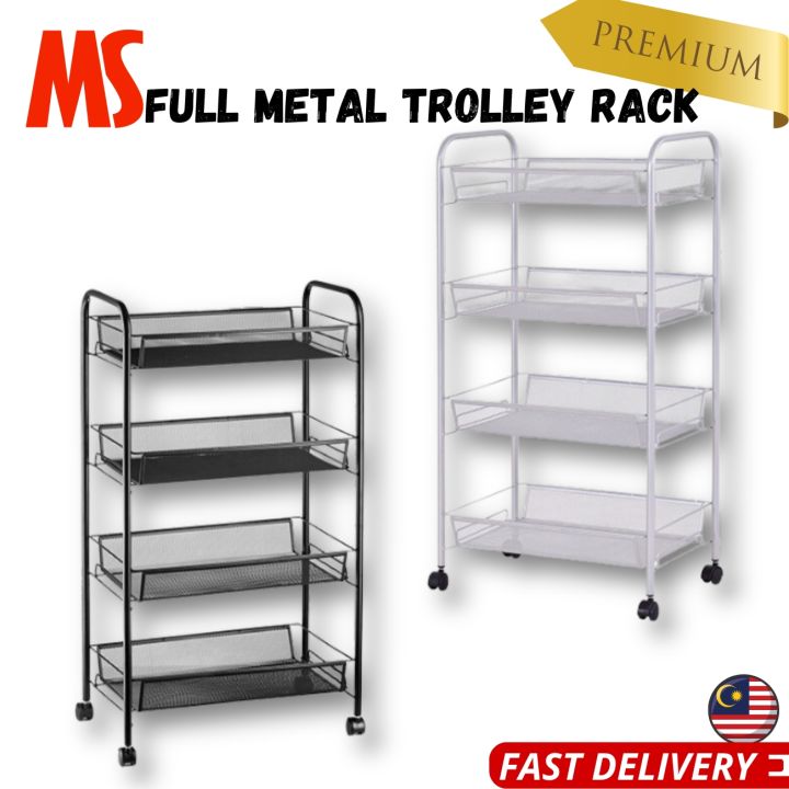 3 and 4 Tiers Multipurpose Trolley Storage Rack Wheel Removable Drain ...