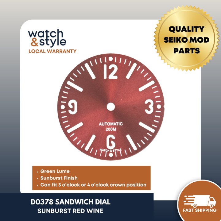 Watch Accessories D0378 Sandwich Dial - Sunburst Red Wine | Lazada PH