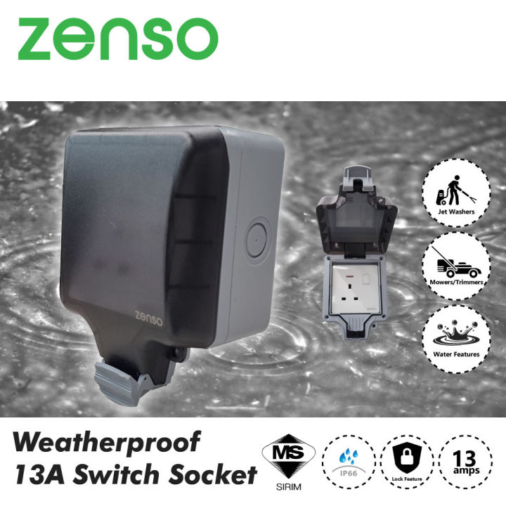 ZENSO IP66 Weatherproof Cover 13A / 15A Switch Socket (SIRIM APPROVED ...