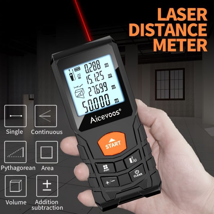 High Precision Digital Laser Distance Meter, 50-120m Range, Battery ...