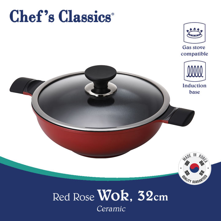 Chef's Classics Red Rose Ceramic Wok, 32cm | Lazada PH