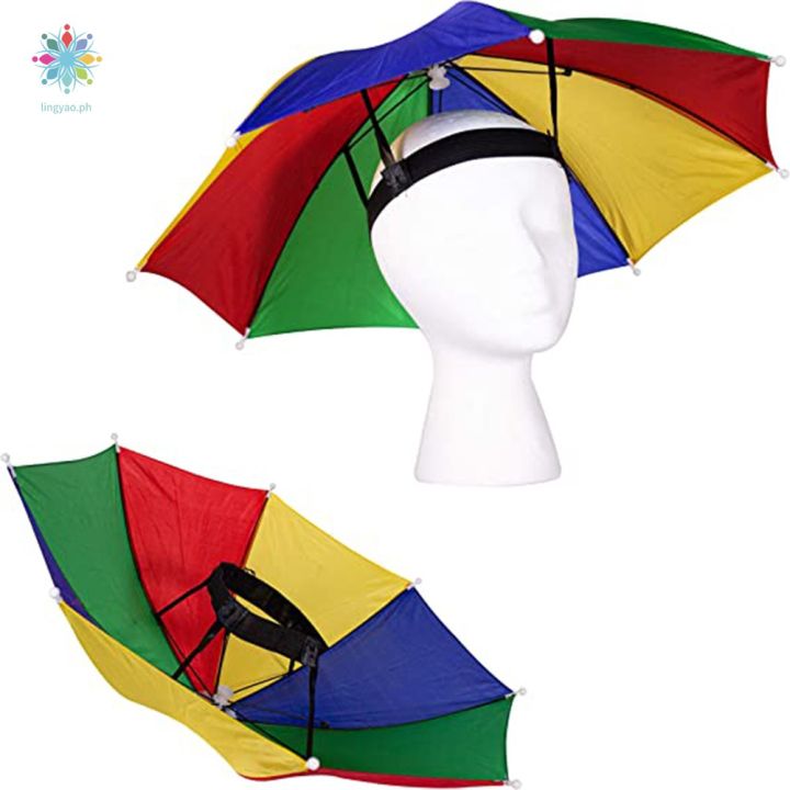 50cm Rainbow Umbrella Hat Foldable Portable for Adults Kids Travel ...