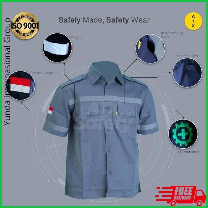 Wearpack Safety Baju Kerja Lapangan Lengan Pendek Merk Atx Abu Abu ...