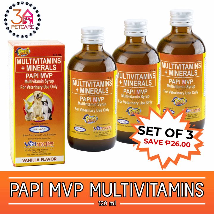 Papi MVP Multivitamins Syrup for Pets - Vanilla Flavor (120ml) - [SET ...