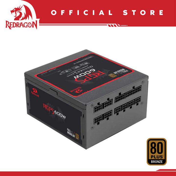 Redragon GC-PS003 RGPS-600W 80+ Bronze Full Modular ATX Gaming PC Power ...
