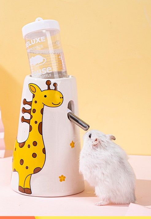 Ceramic Giraffe Pet Water Dispenser with Stand for Small Animals - High ...