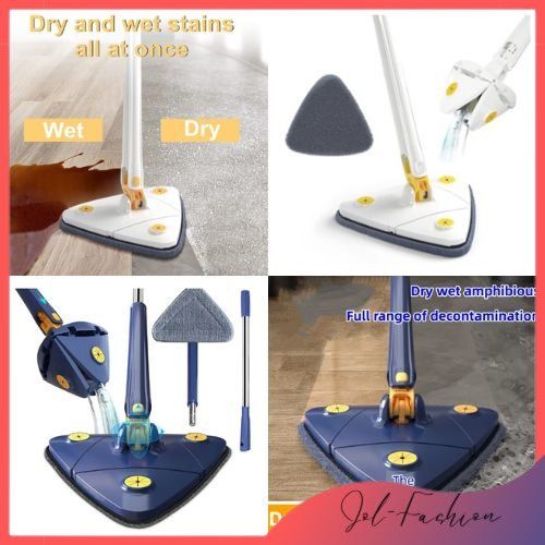 JOL-FASHION Triangle Mop Rotatable Mop Extendable Triangle Self twisting Water Squeeze Cleaning ...