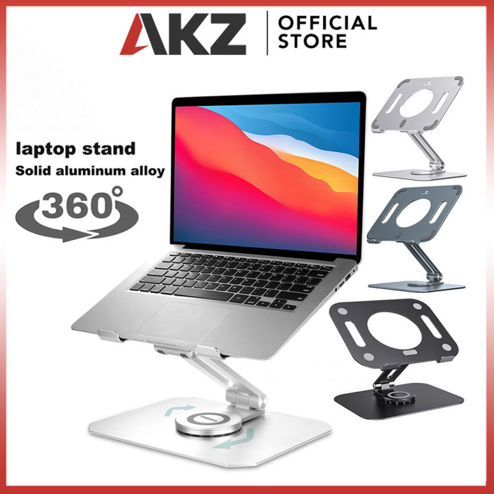 AKZ Laptop Stand 360 Rotating Base Solid Aluminum Alloy Height Adjustable Laptop Riser Holder ...