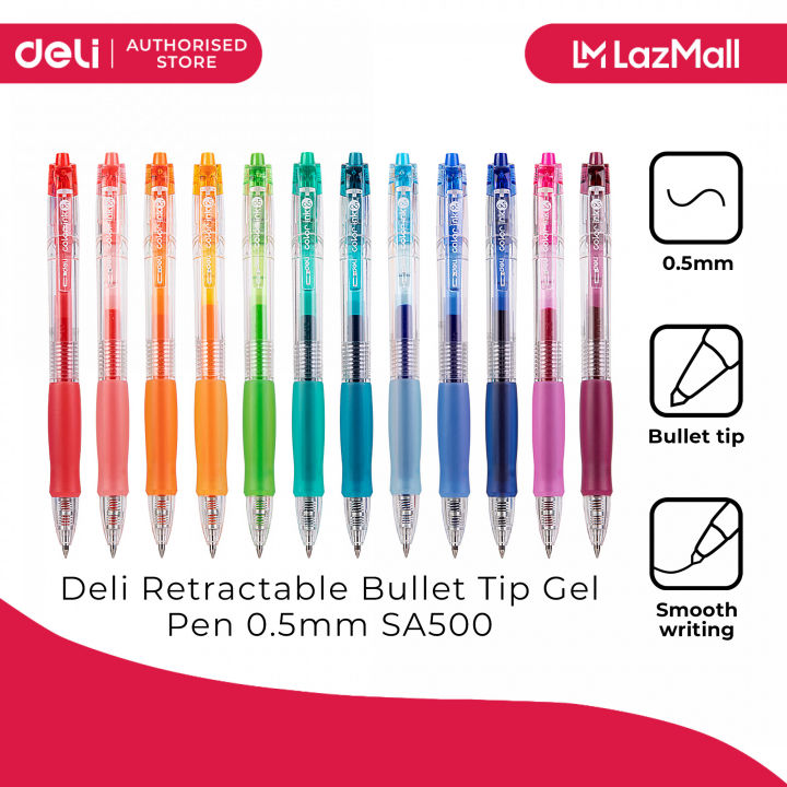 Deli SA500 Retractable Bullet Tip Gel Pen 0.5mm | Lazada
