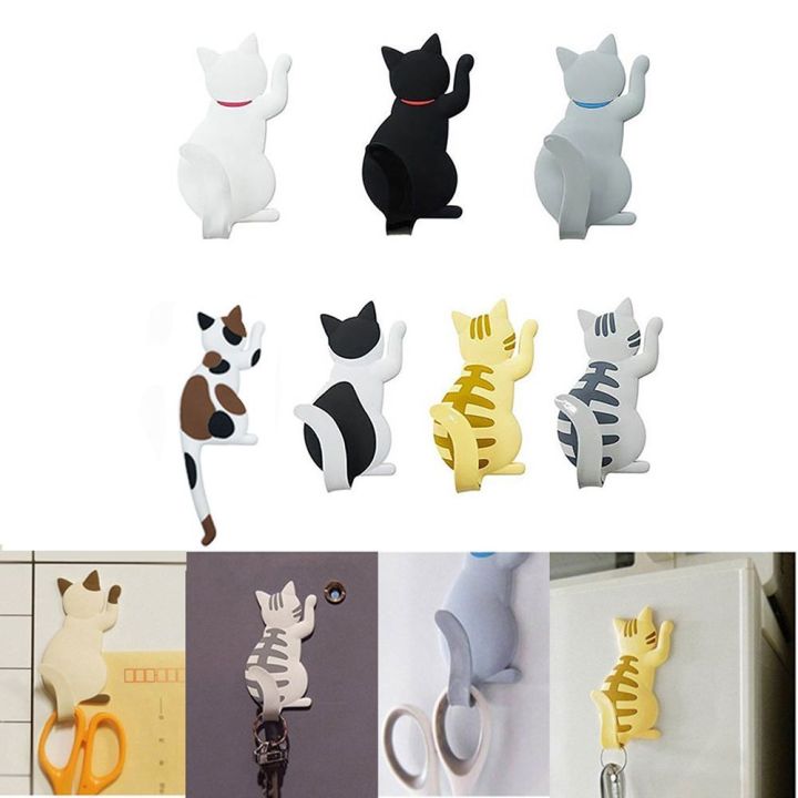 LANDIS Novelty Multifunctional Cartoon Refrigerator Sticker Hooks Cat ...