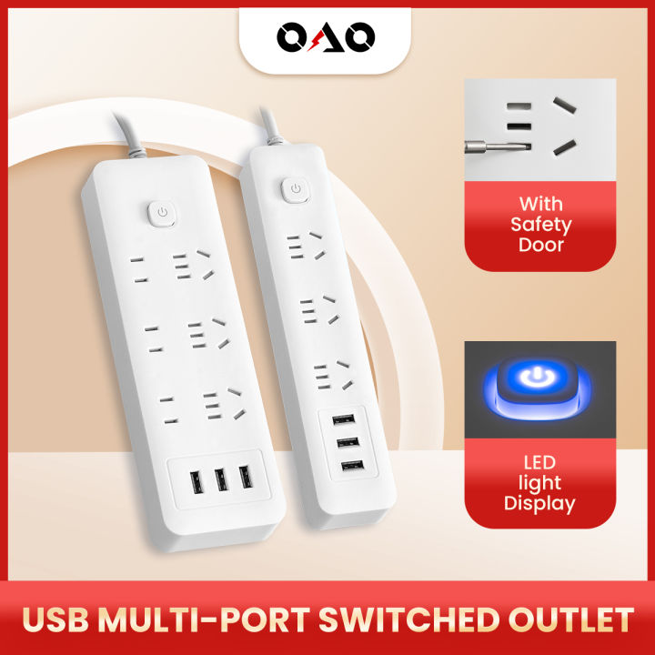 Multi-Function Socketwith 3 Power Socket + 3 USB Ports Independent switch electric desktop power ...