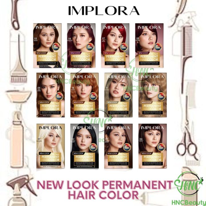 IMPLORA Permanent Hair Color Cat Rambut Perwarna Warna Alami | Lazada ...