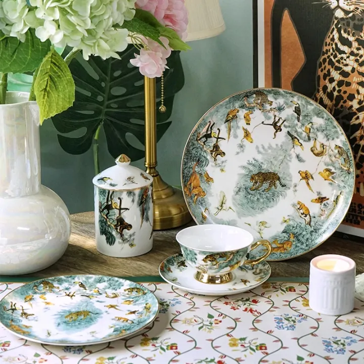 New Style Animal Tableware Plate Forest Leopard and Monkey Dishes and ...