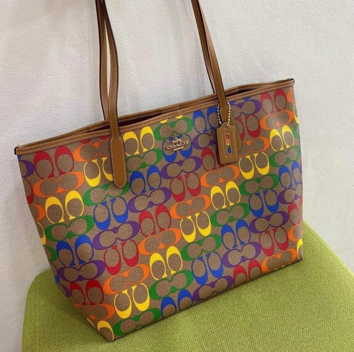 Coach C4181 City Tote In Rainbow Signature Canvas - Multicolor | Lazada PH