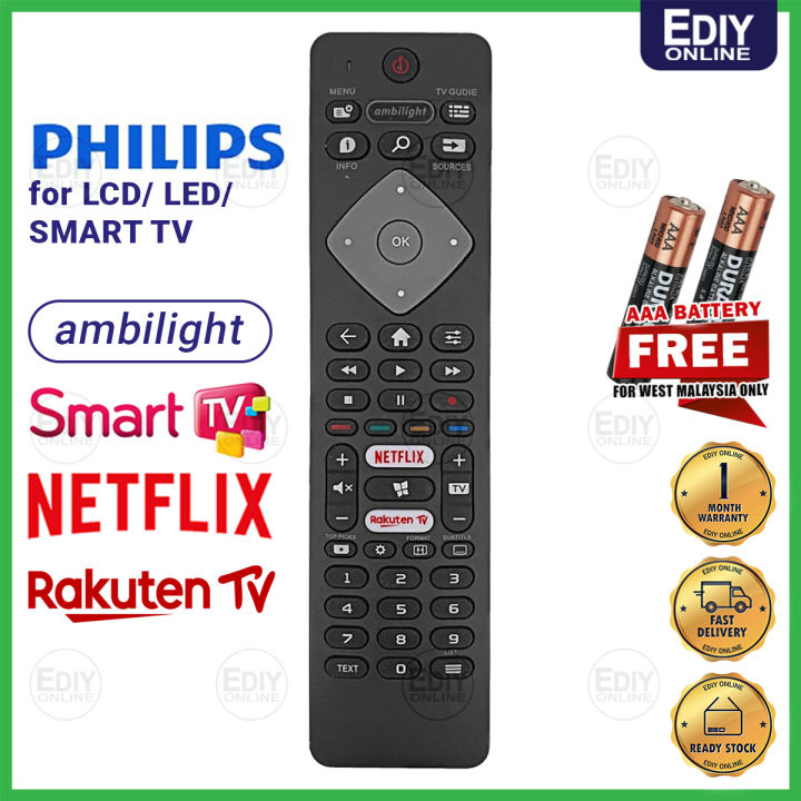 【FREE BATTERY AAA X2 】 L2009V RM-L2009 Universal PHILIPS Smart TV ...