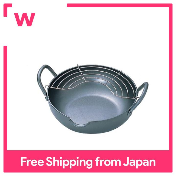 TAMAHASHI Tempura Wok 26cm, iron, with an ami, for IH and gas fire ...