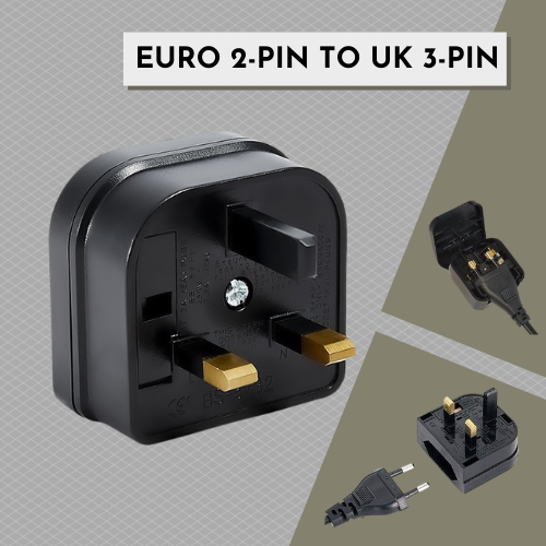 Travel Converter Adaptor EU Euro 2 Pin To British UK 3 Pin Plug Adapter ...