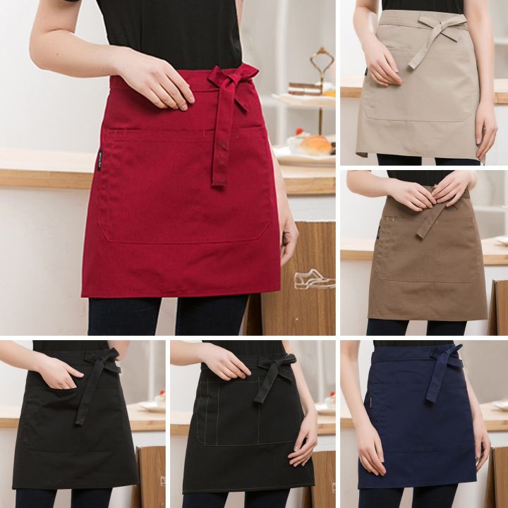 Unisex Waterproof Half Apron with Pocket Waitress Chef Waist Apron ...