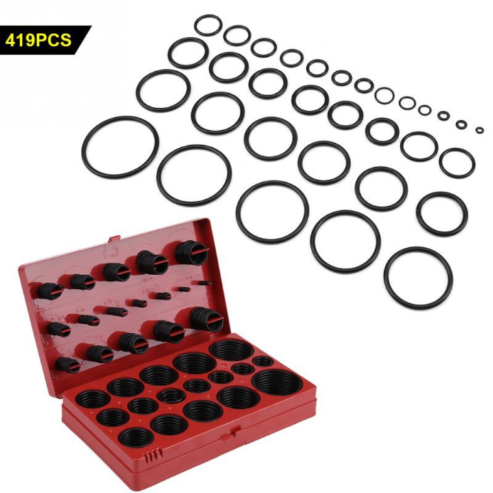 419pcs O-ring Assortment Set Seal Gasket Universal Rubber O Ring Kit ...
