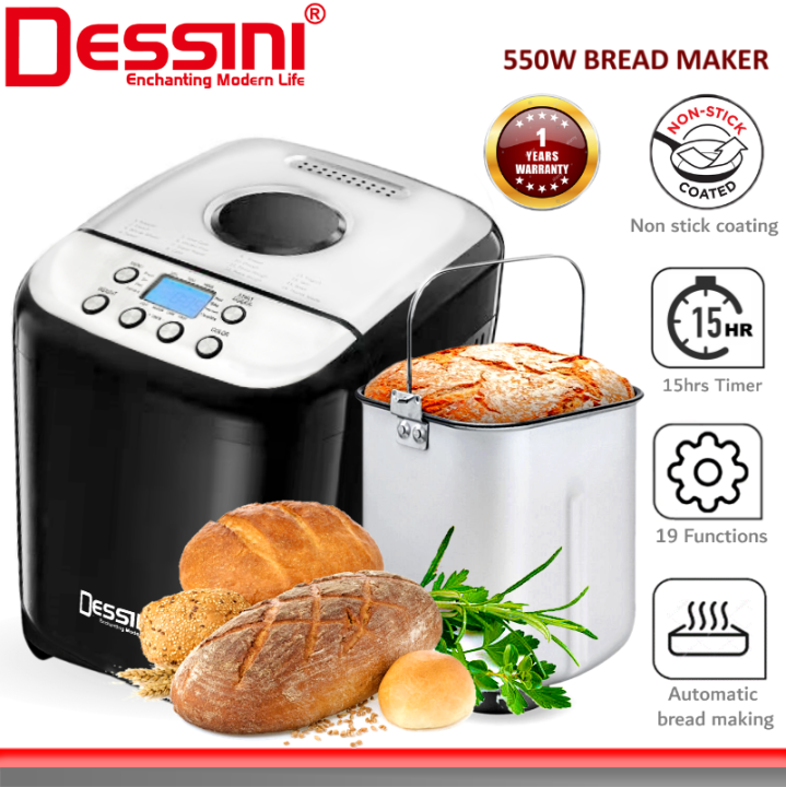 DESSINI ITALY 19-In-1 Programmes 1KG LCD Automatic Bread Maker ...