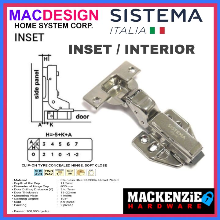 SISTEMA ITALY FR92 SUS304 WATER RESISTANT CONCEALED HINGES MACDESIGN ...