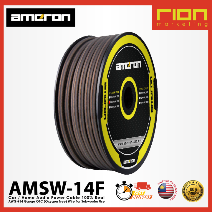 AMERON AMSW-14F Car / Home Audio Speaker Wire 100% Real AWG #14 Gauge ...