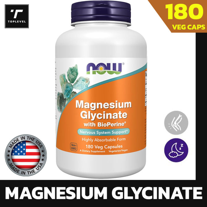 NOW Foods Mag-G Magnesium Glycinate - 60/180 Capsules,Tablets นาวฟู้ดส์ ...