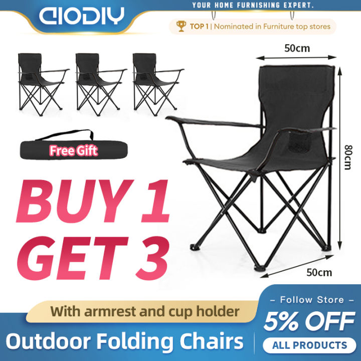 AIODIY camping chair foldable chair foldable chair with back rest ...
