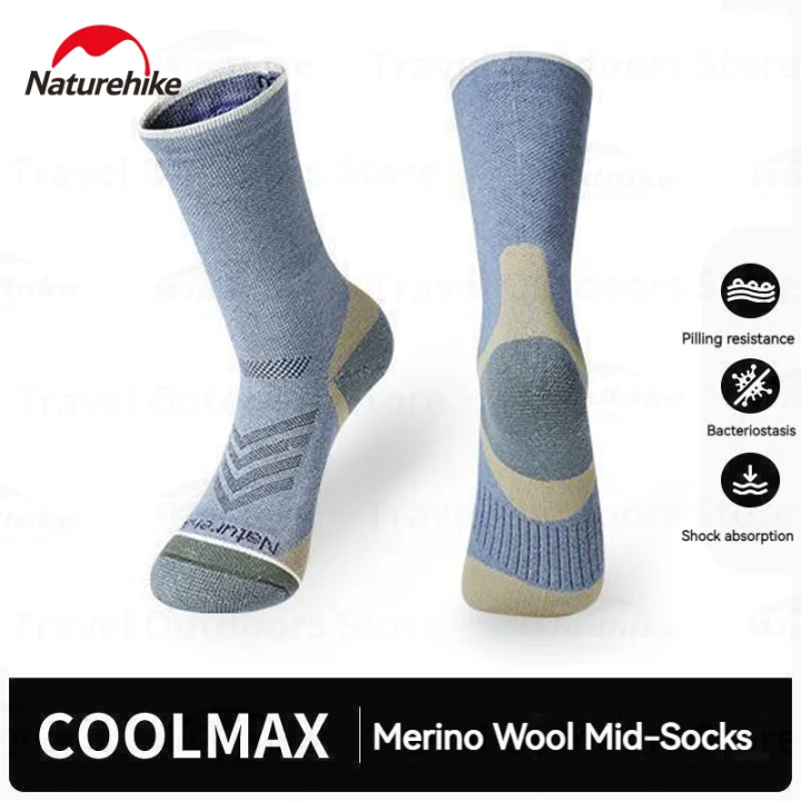 Naturehike Merino Wool Mid-Tube Socks Outdoor Coolmax Breathable Hiking Running Wool Socks ...