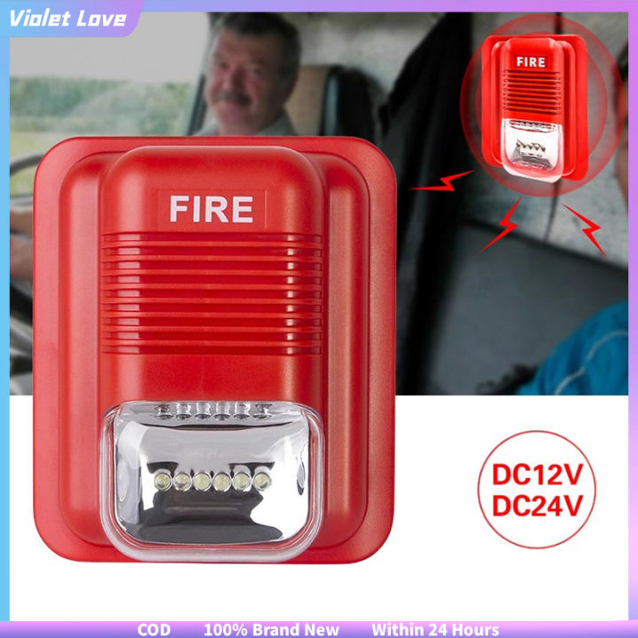 Sound & Light Fire Alarm Siren Sensor System Strobe Horn Smoke Alert ...