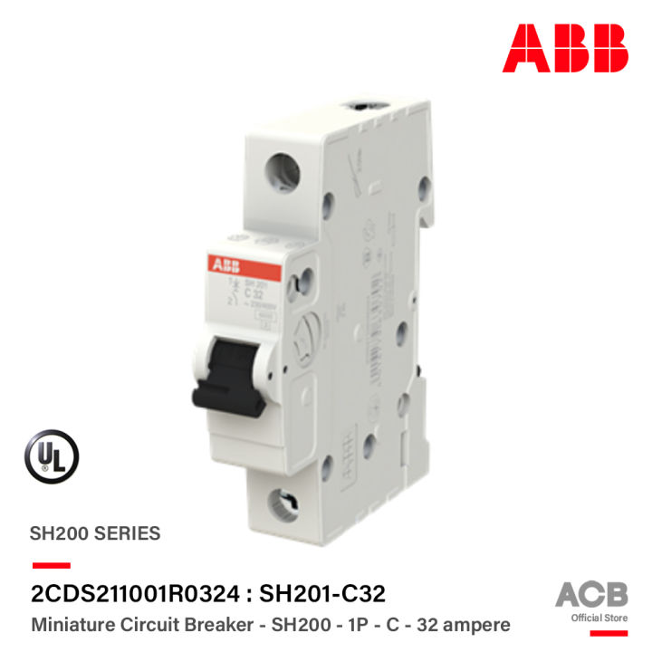 ABB SH201-C32 ลูกย่อยเซอร์กิตเบรกเกอร์ 32 แอมป์ 1 โพล 6kA, ABB System M Pro 32A MCB Mini Circuit ...