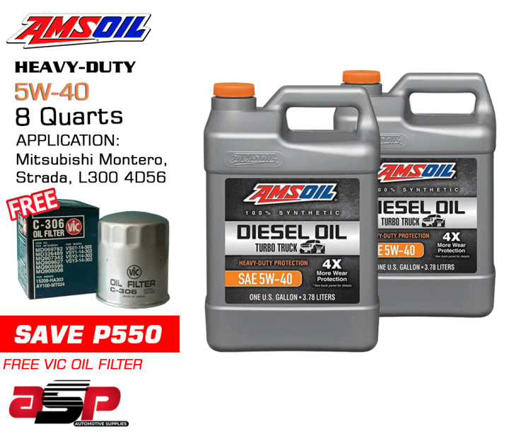 AMSOIL Heavy-Duty Turbo Truck Synthetic Diesel Engine Oil 5W-40 8 ...