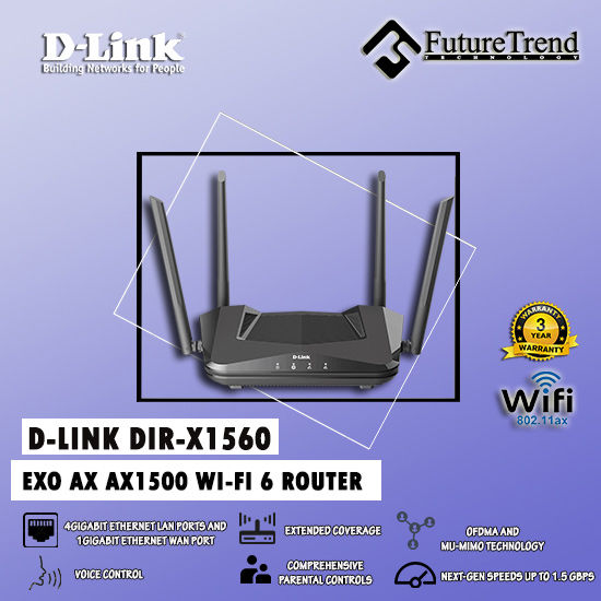 D-Link DIR-X1560 Wireless AX1500 Wi-Fi 6 Router | Lazada