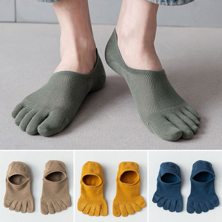 Men's Five Finger Socks Invisible Anti-slip Cotton Thin Section Shallow ...