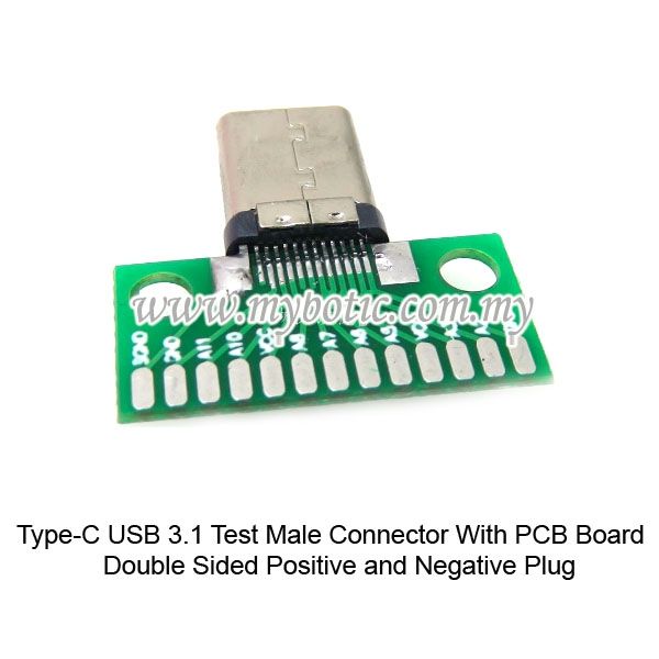Type C USB 3.1 Test Male Connector With PCB Board Double Sided Positive ...