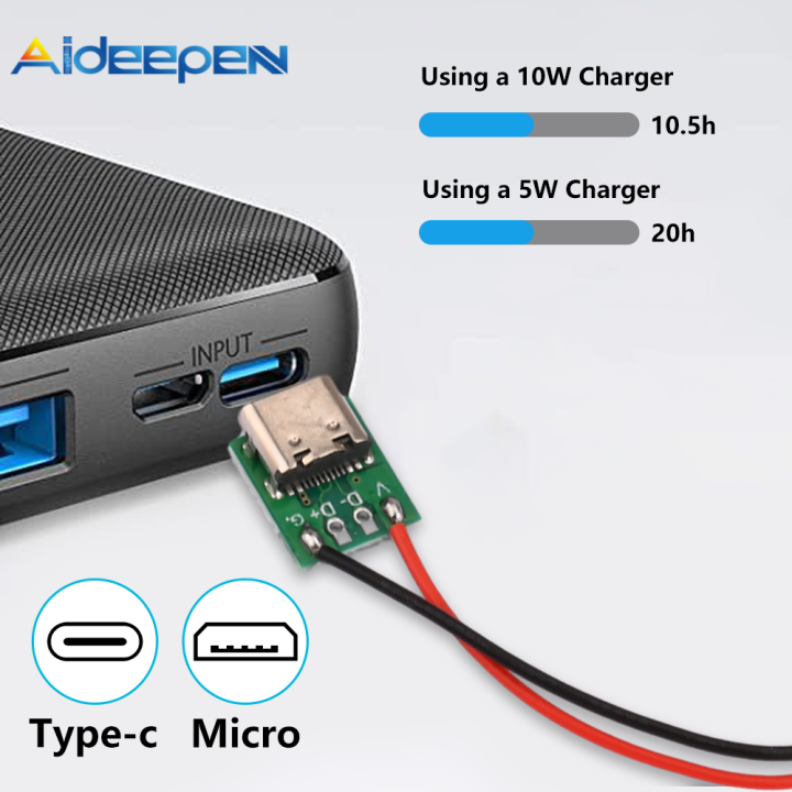 Aideepen Type C Pcb พร้อมสายแปลงหัวแปลงไมโครยูเอสบีเพื่อจุ่มเบรคเอาท์บอร์ดคอนเนคเตอร์ตัวเมียสาย
