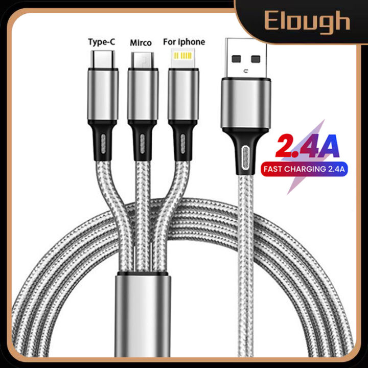 Elough 3 in 1 USB Cable Micro USB Type C Charger Data USB C Cable Multi ...
