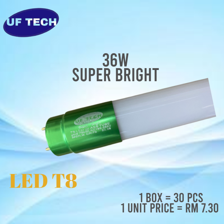 UF Tech LED Tube Light Daylight 36w Super Extra Bright 6500K 7000K 30 ...