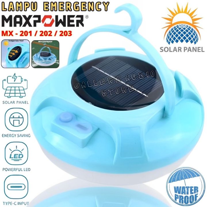 Lampu Emergency UFO Gantung Solar Panel MAXPOWER MX-201 / MX-202 / MX-203 | Lampu Gantung ...