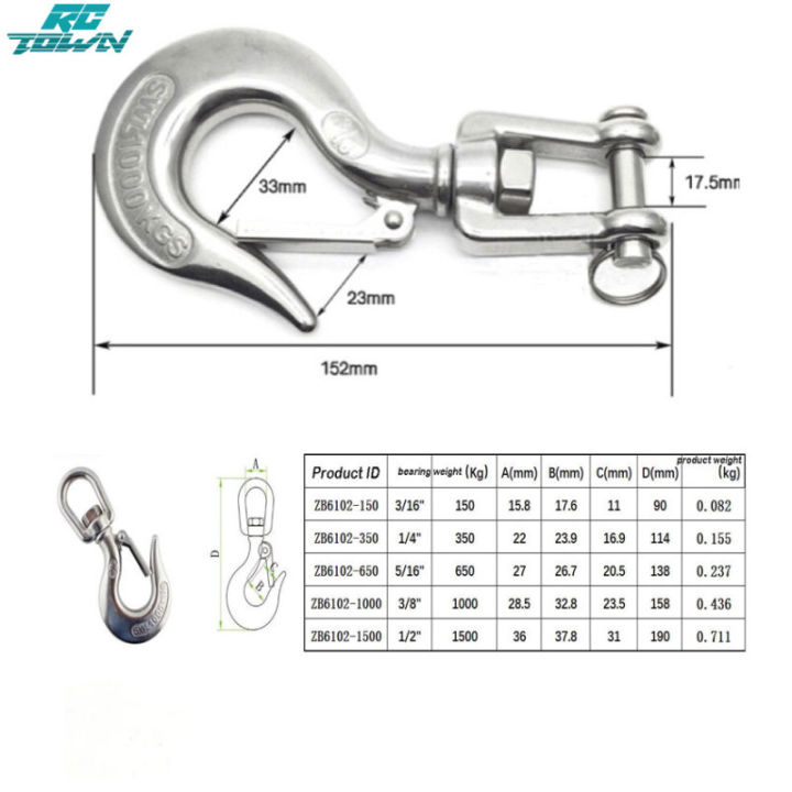 100%authentic!!2024New,304 Stainless Steel Swivel Lifting Hook Steel ...